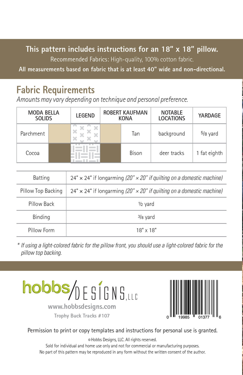 Trophy Buck Tracks—quilt pattern – Urban Loon Studios